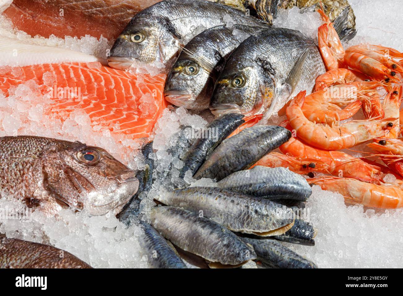 A captivating and tantalizing fresh seafood selection elegantly ...