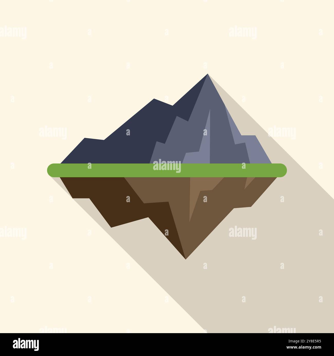 Minimalist vector illustration of a floating island with a mountain on ...