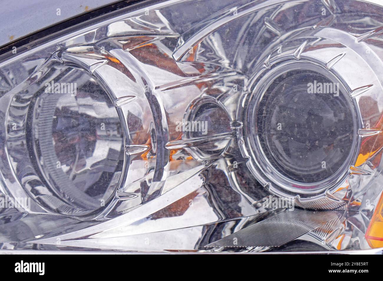 Focus lens beam headlights with plastic housing at modern car Stock ...