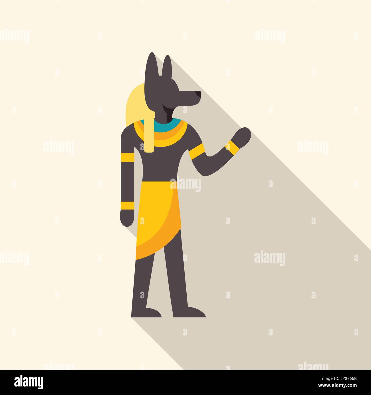 Anubis, egyptian god of death, standing with one arm raised and ...