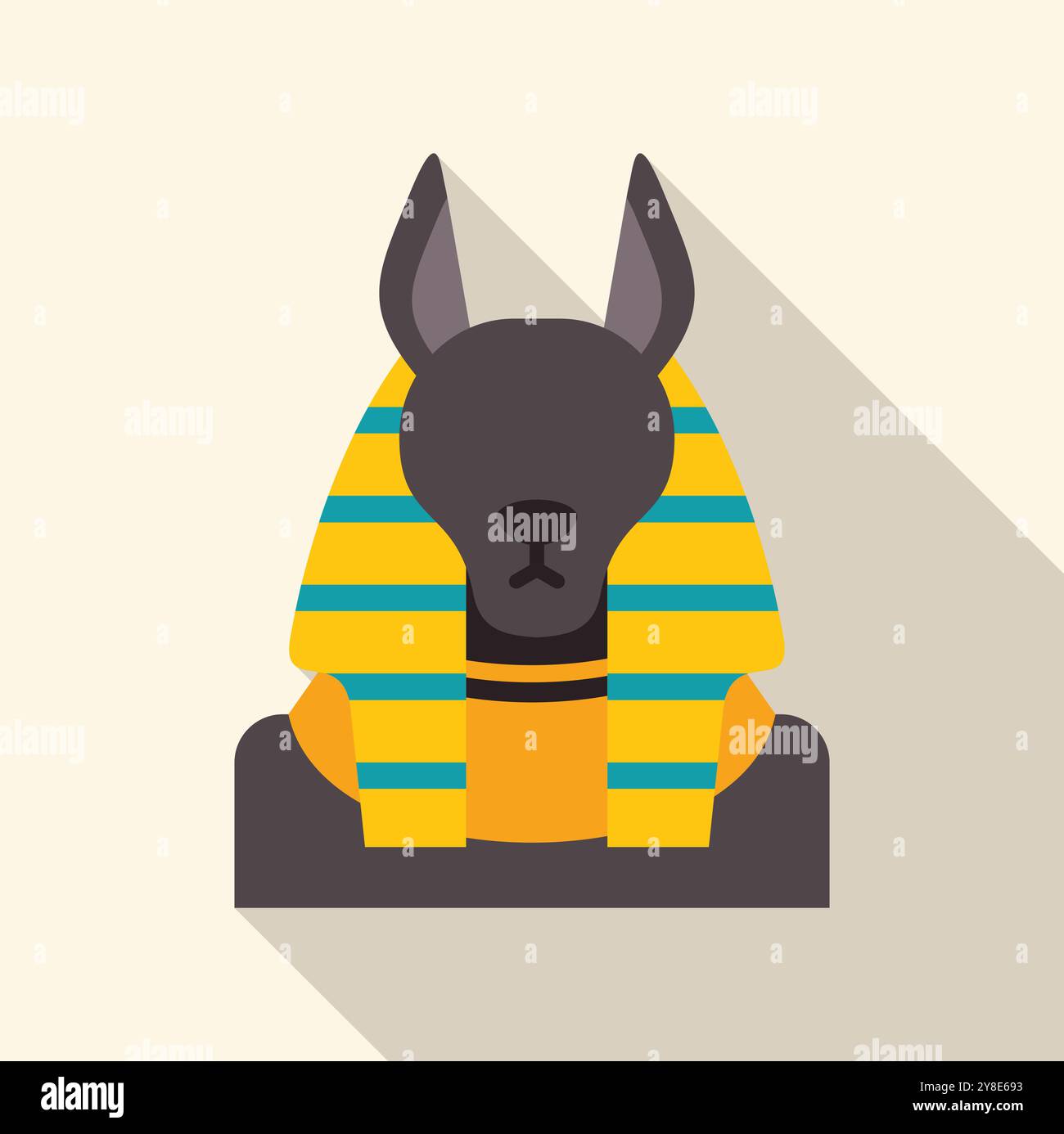 Minimalist colorful illustration representing anubis, the jackal headed ...