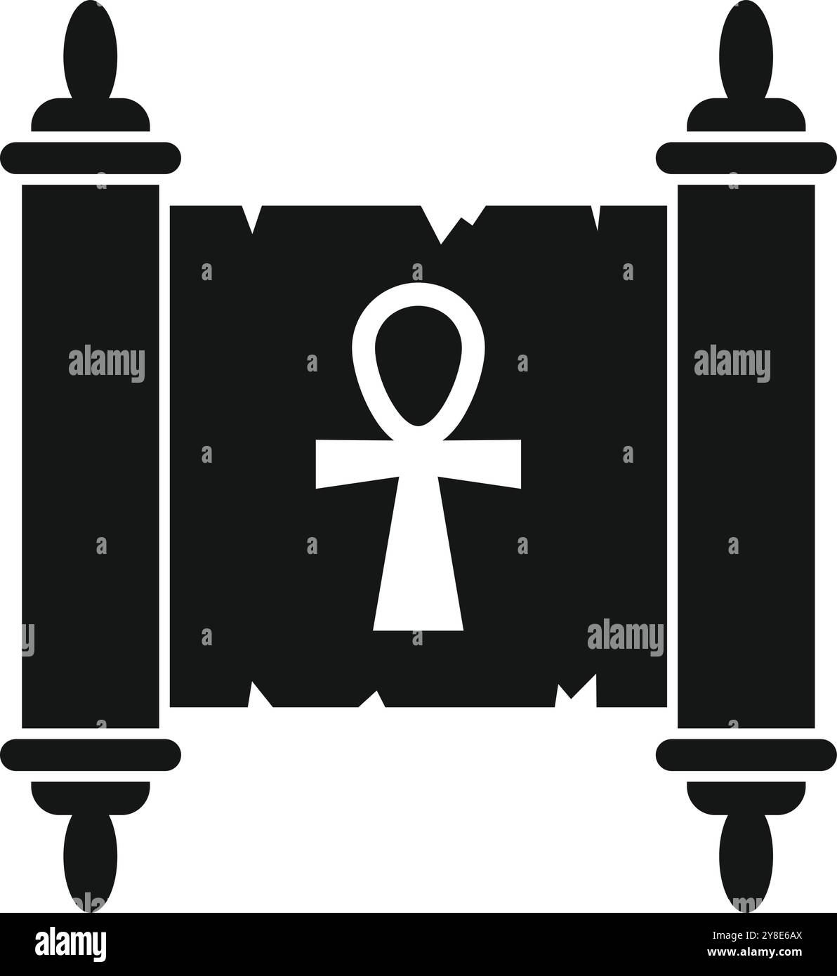 Black papyrus scroll depicting the ankh, an ancient egyptian ...