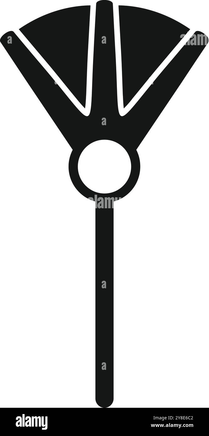This black and white vector illustration shows a hand fan, an object ...