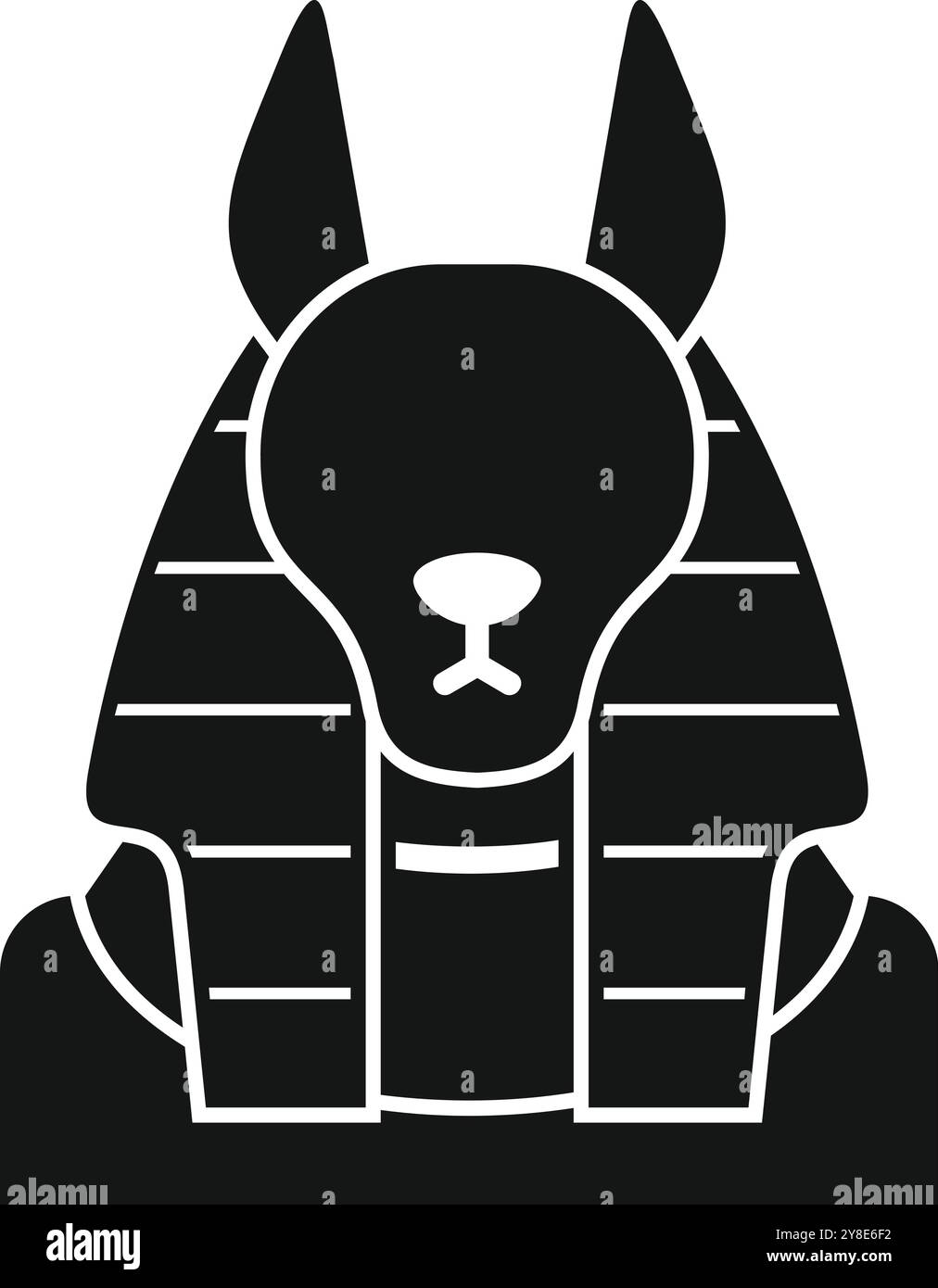 Black anubis icon in simple style depicting the egyptian god of the afterlife, isolated on white ...