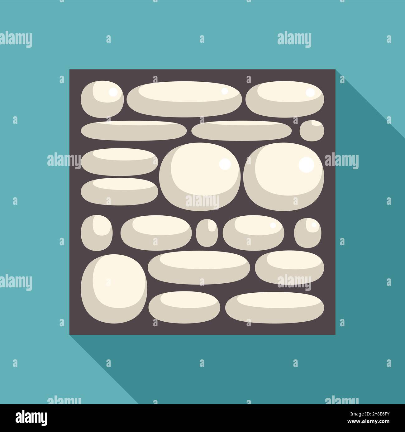 Illustration featuring a set of white oval shapes of different sizes ...