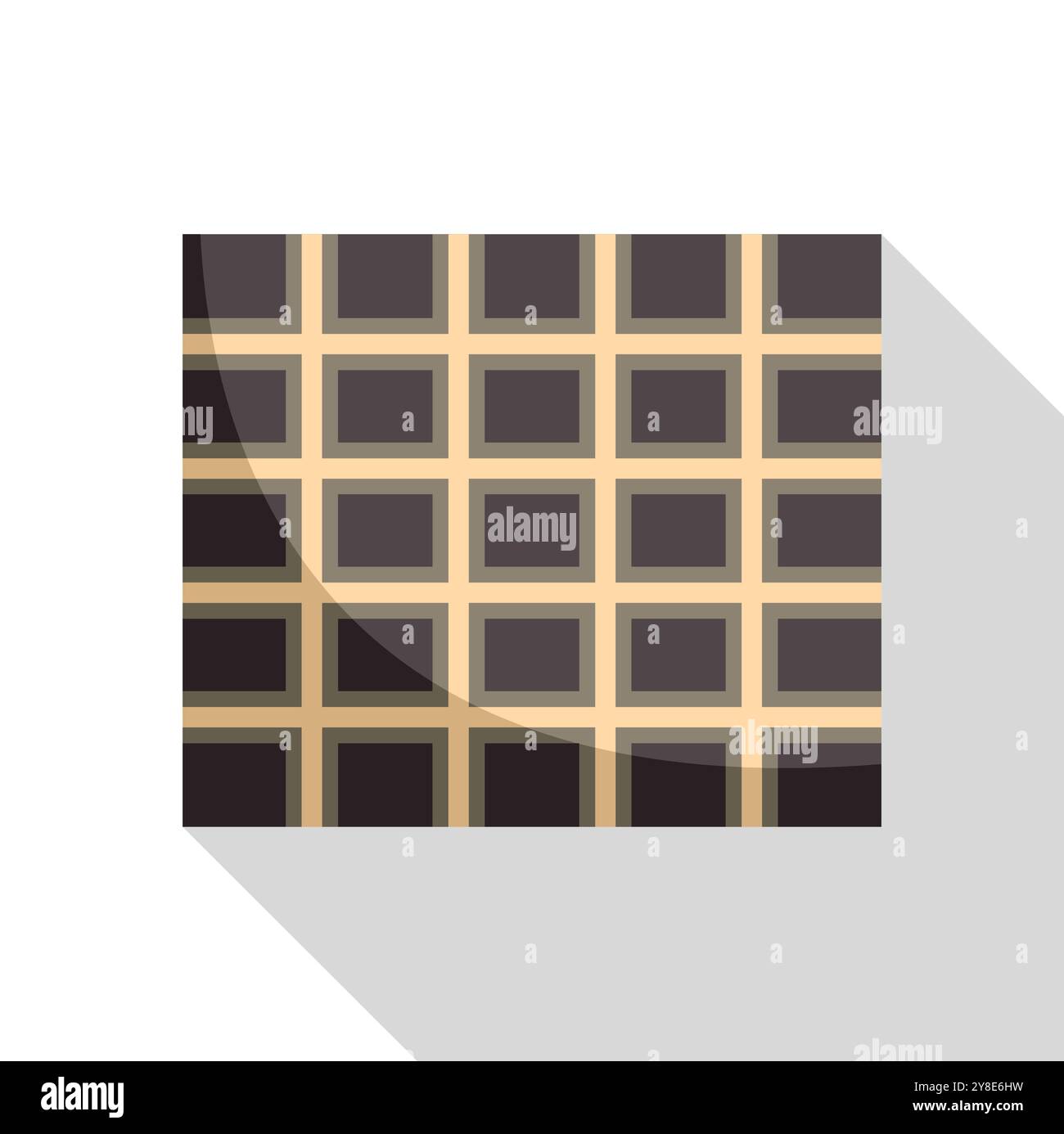 Dark chocolate bar with a grid pattern casting a long shadow on a light ...