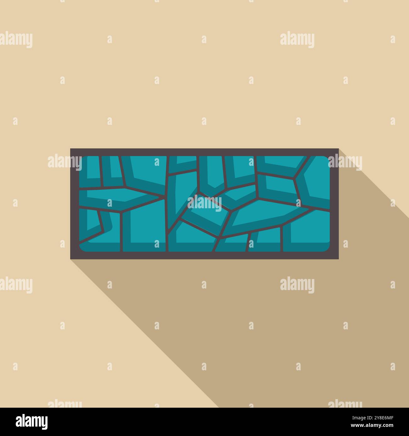 Flat vector icon of a stained glass window panel with an irregular ...