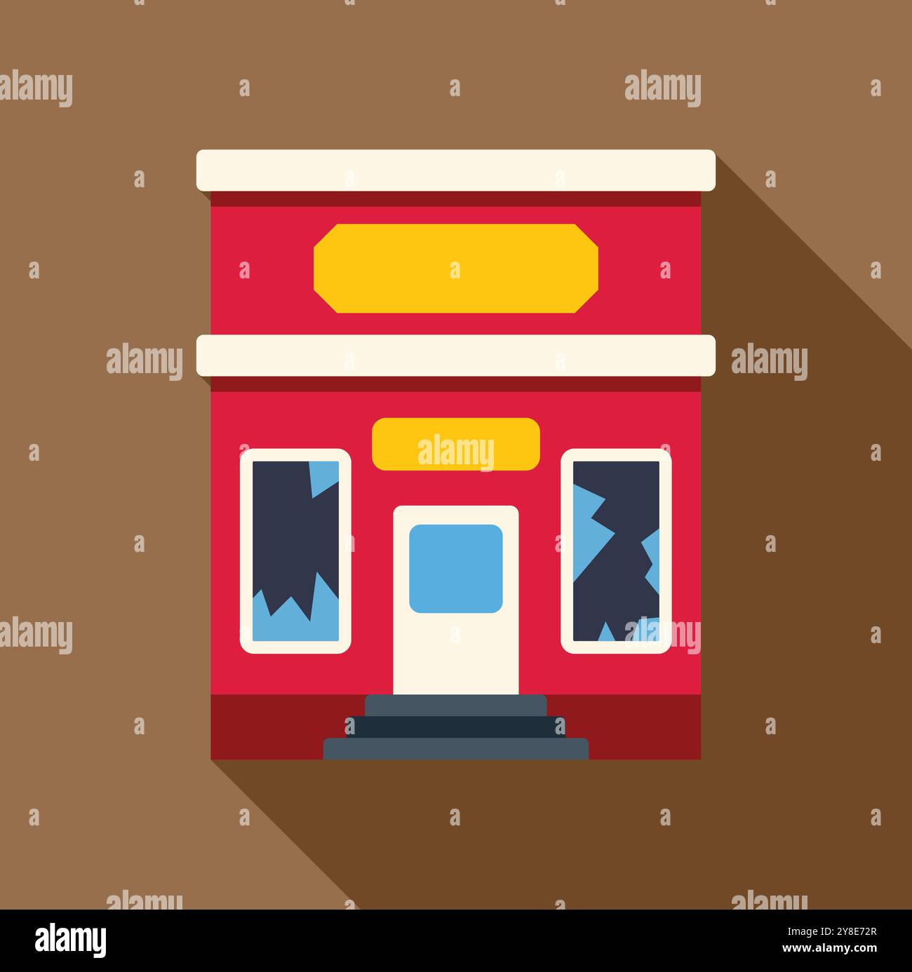 Illustration of a vacant storefront with broken windows, depicting ...