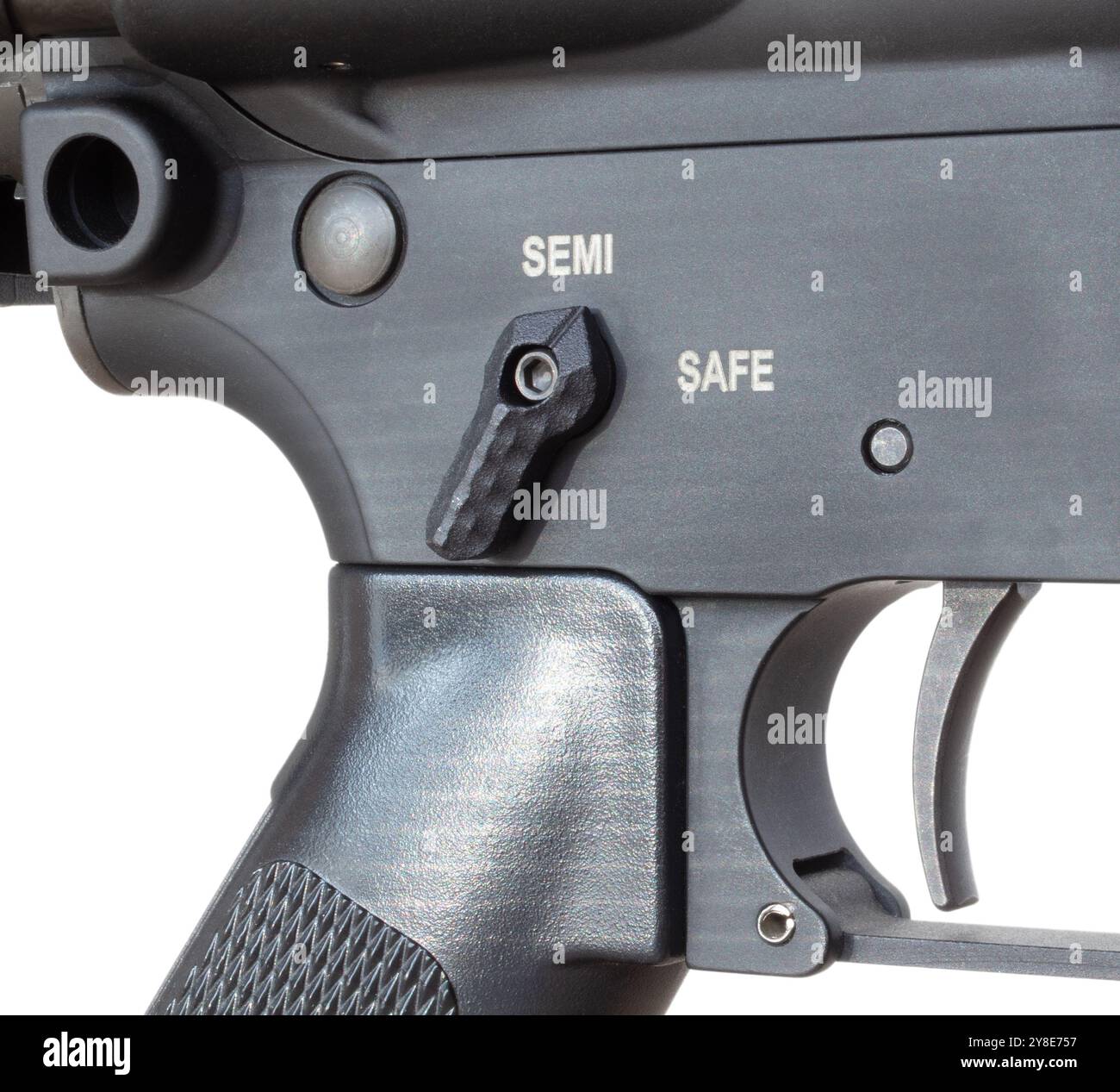 Assault rifle safety selector that is in the position that allows it to ...