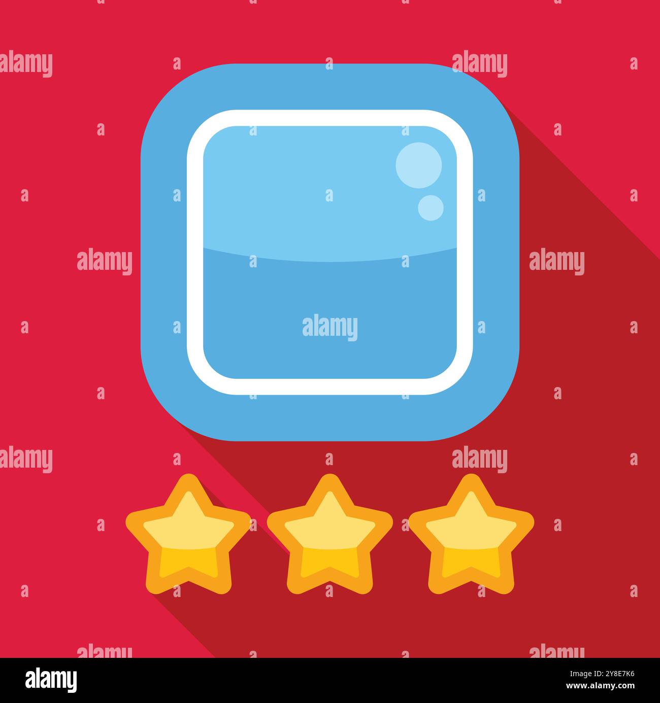 Blue app icon is receiving a three star rating, indicating an average ...