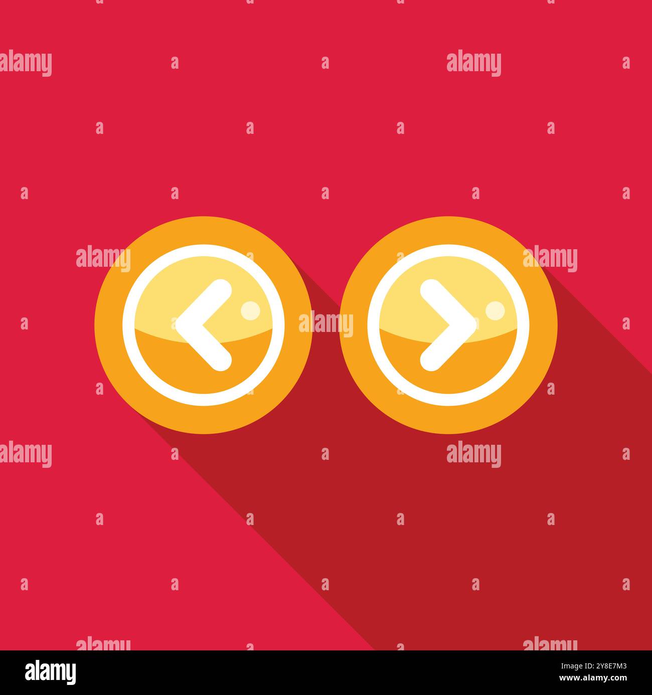 Two yellow round buttons featuring arrows pointing left and right on a ...