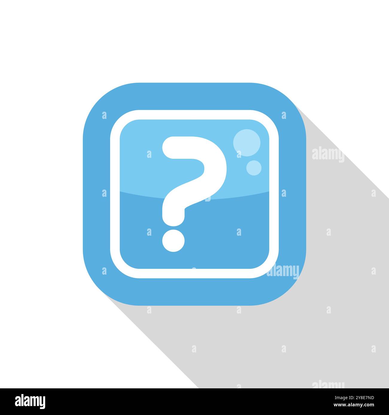 Blue rounded square app icon is showing a question mark on a white ...