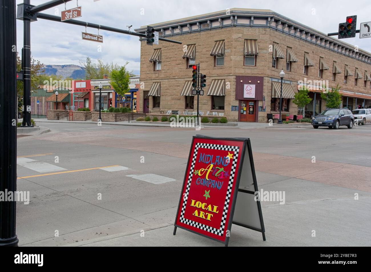 Midland Arts Company sandwich board sign at intersection of third and ...