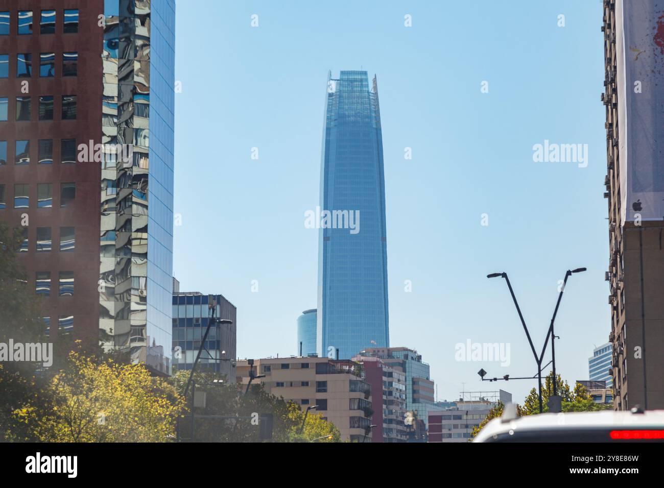 The Costanera Center and the elegant modern buildings in Santiago de ...
