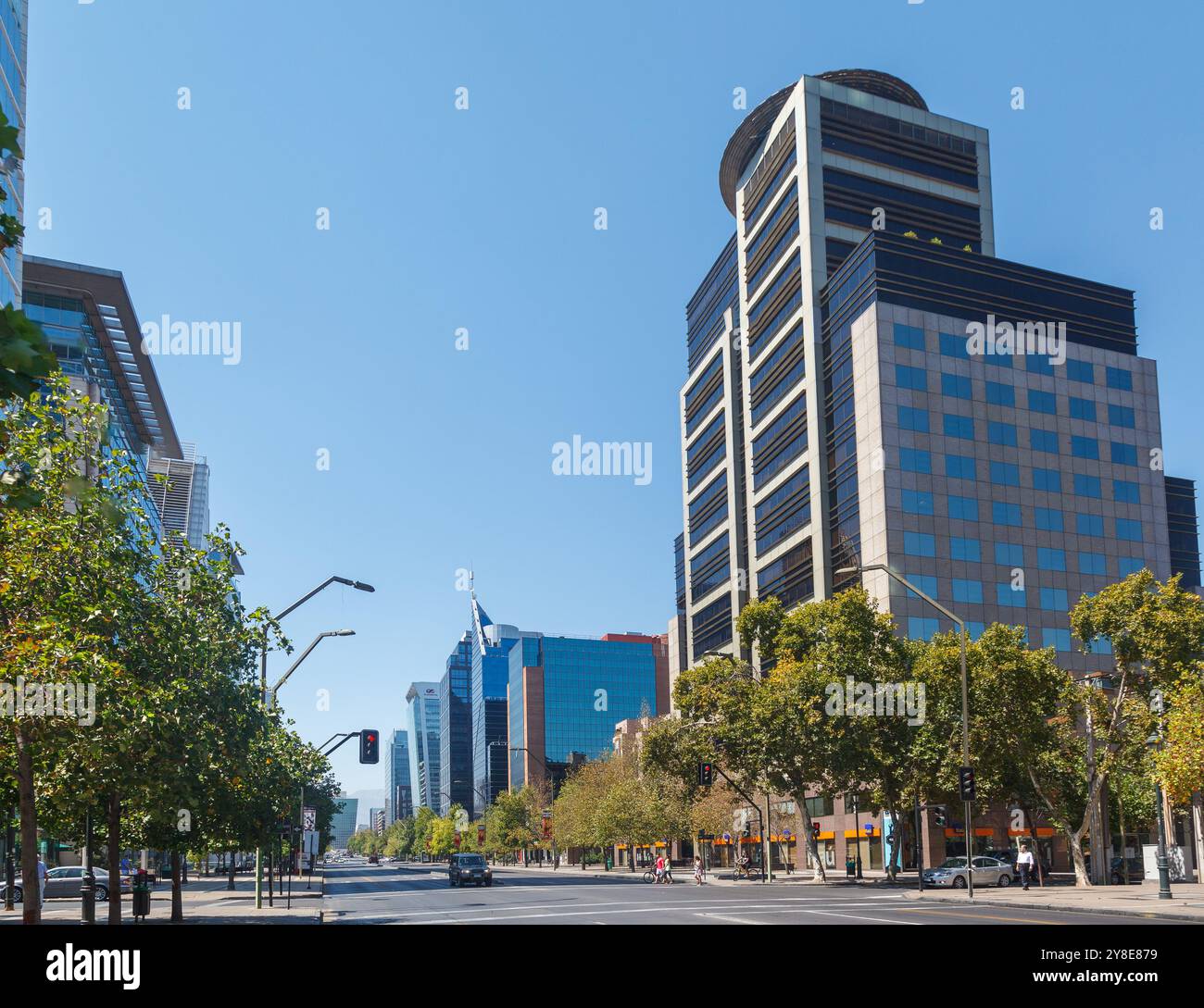 The modern buildings in El Golf elegant neighborhood in Santiago de ...