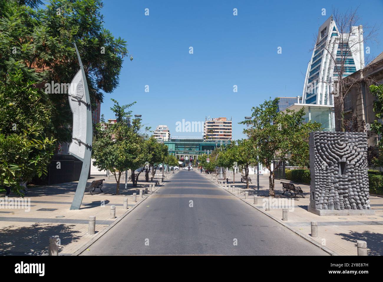The modern buildings in El Golf elegant neighborhood in Santiago de ...