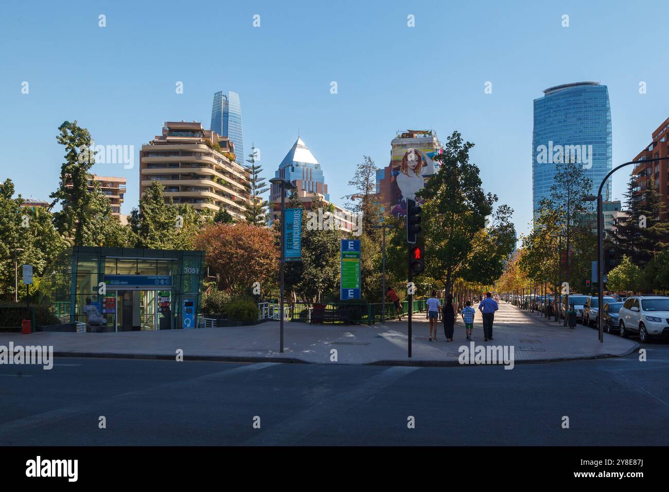 The modern buildings in El Golf elegant neighborhood in Santiago de ...