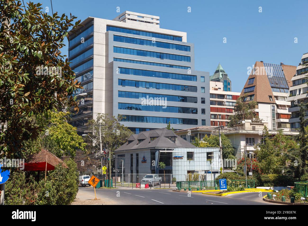 The modern buildings in El Golf elegant neighborhood in Santiago de ...
