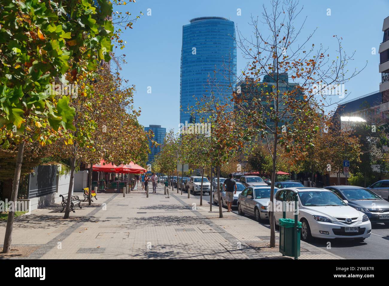 The modern buildings in El Golf elegant neighborhood in Santiago de ...