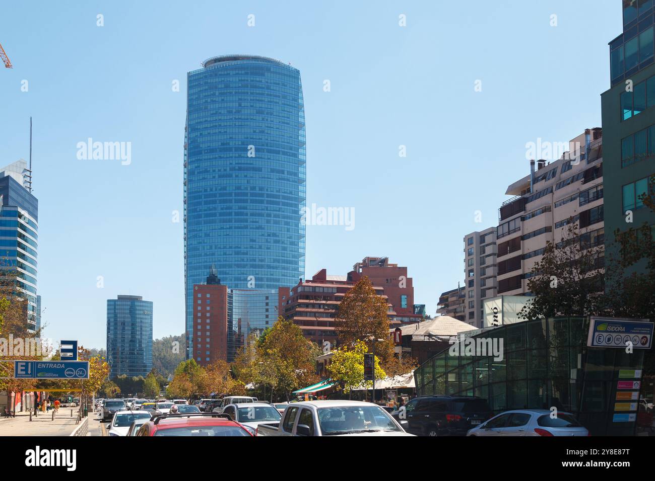 The modern buildings in El Golf elegant neighborhood in Santiago de ...