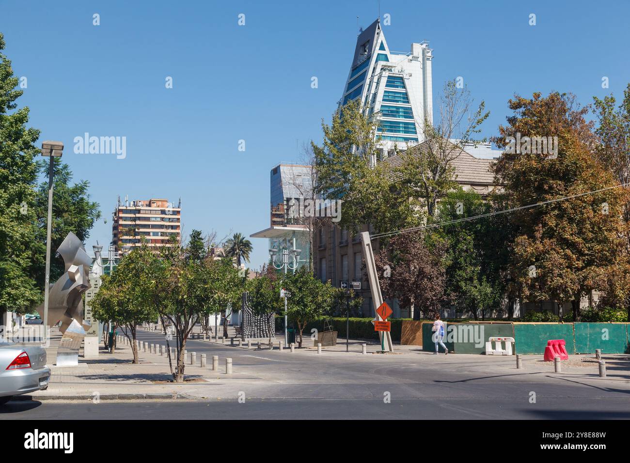 The modern buildings in El Golf elegant neighborhood in Santiago de ...