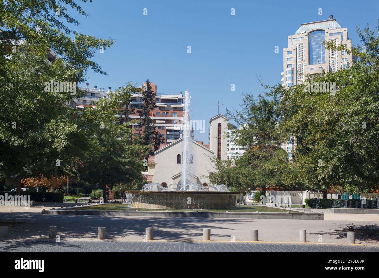 The modern tower buildings in El Golf elegant neighborhood in Santiago ...