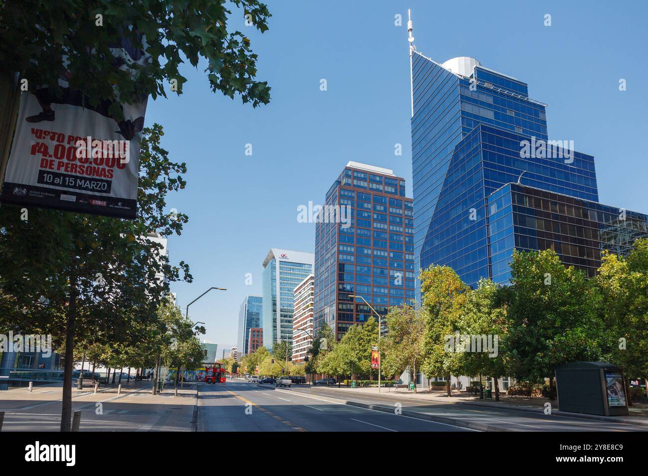 The modern tower buildings in El Golf elegant neighborhood in Santiago ...