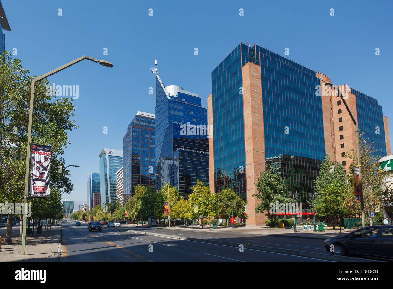 The modern tower buildings in El Golf elegant neighborhood in Santiago ...