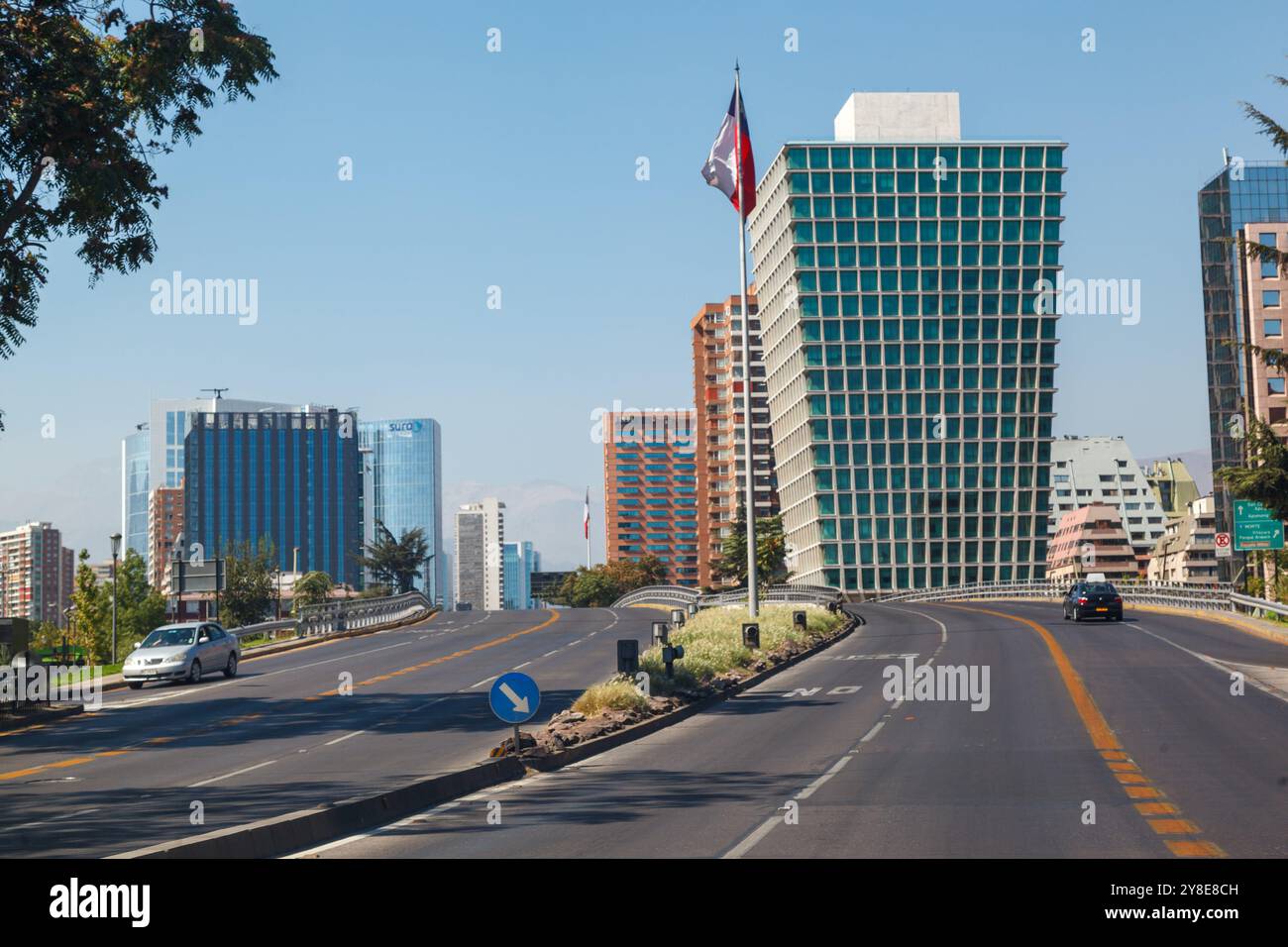The elegant modern buildings at Apoquindo avenue in the capital ...