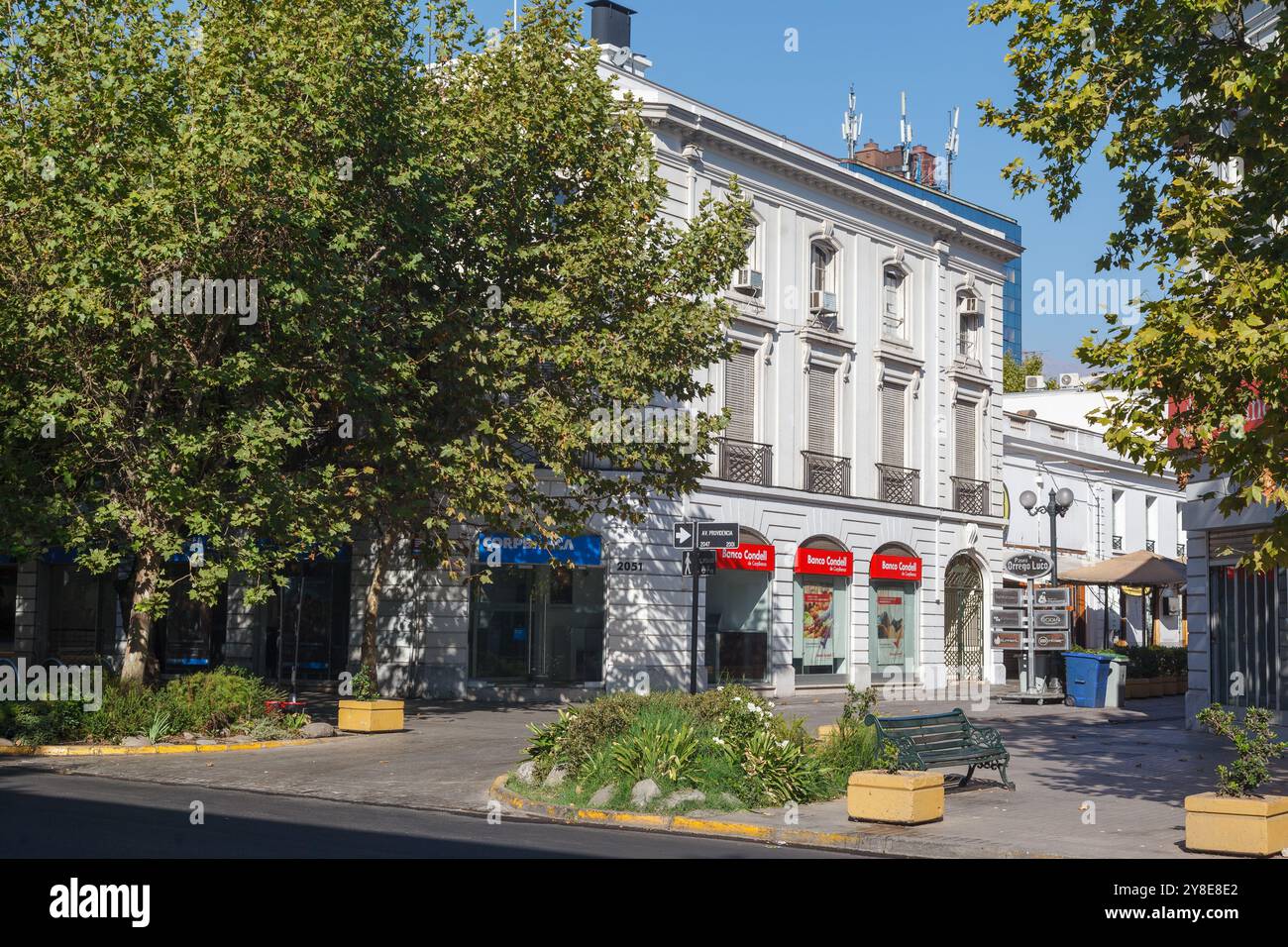 Historical building facade in Providencia, neighborhood, Santiago de ...