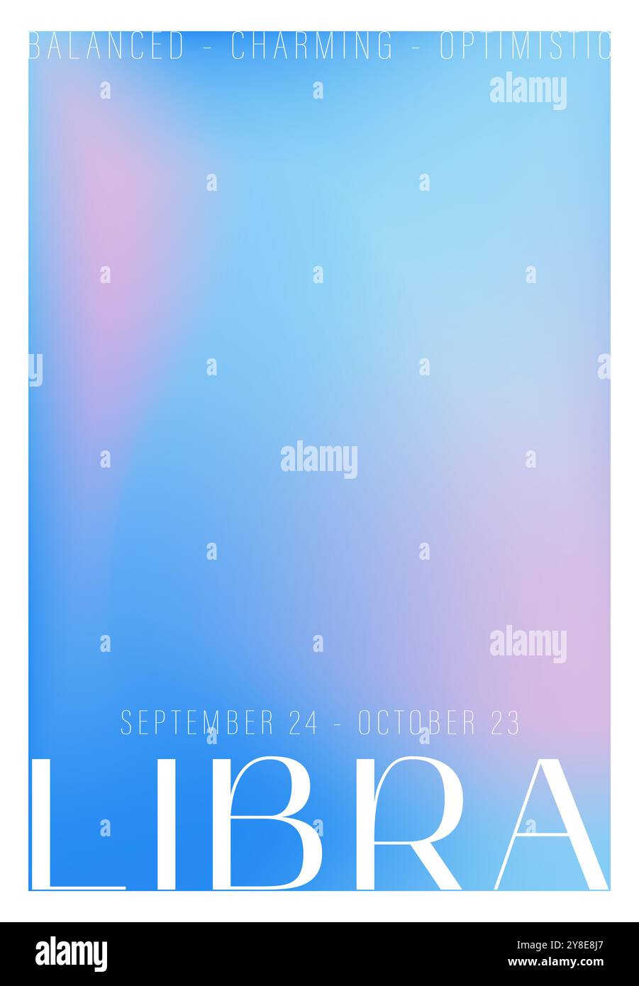 Libra zodiac sign. Modern astrology poster in Y2k style. Blurred ...
