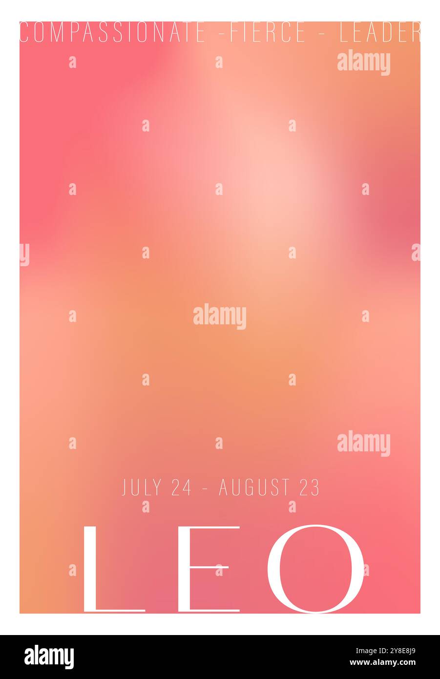 Leo zodiac sign. Modern astrology poster in Y2k style. Blurred ...