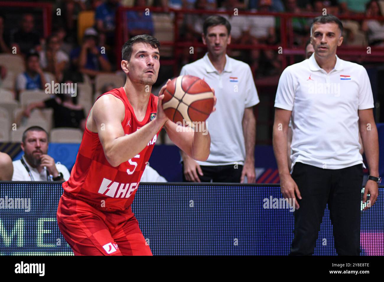 Filip Kruslin and coach Josip Sesar (Croatia). FIBA Olympic Qualifying ...