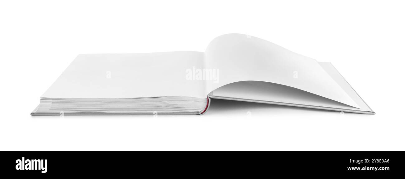 Open book with hard cover isolated on white Stock Photo - Alamy