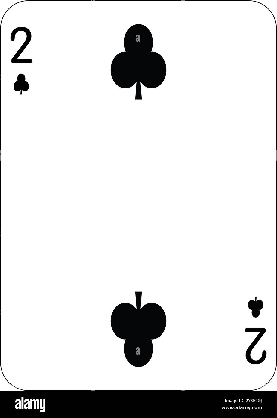 2 of clubs. One playing card, illustration Stock Photo - Alamy