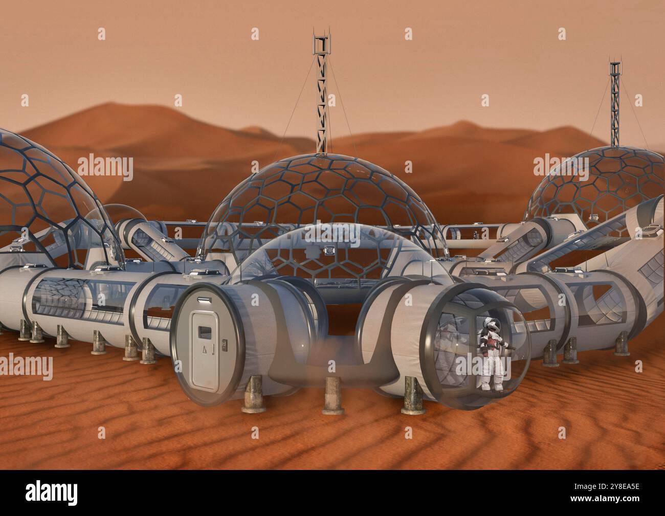 Illustration of a research centre on Mars Stock Photo - Alamy