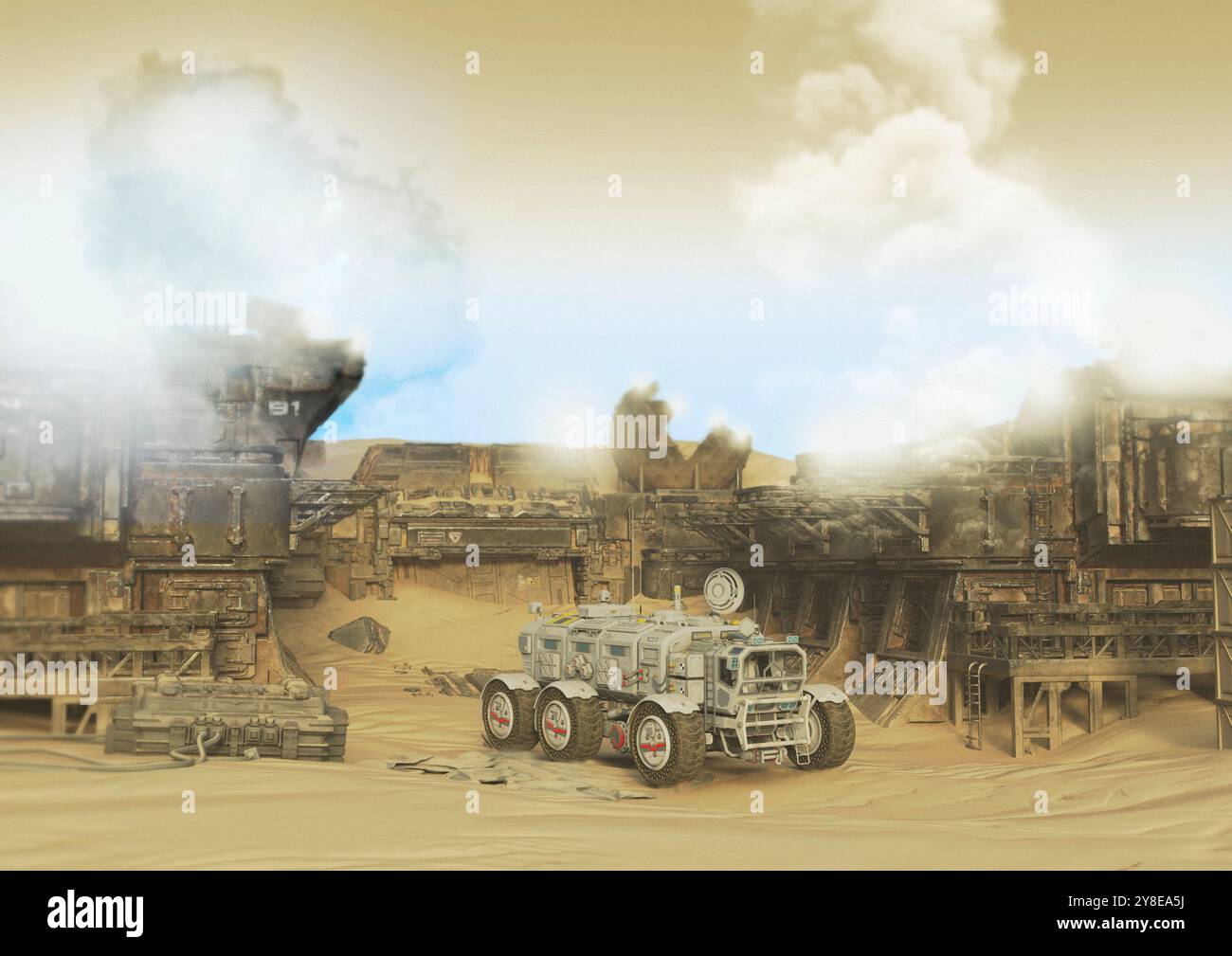 Illustration of a mining facility on Mars Stock Photo - Alamy