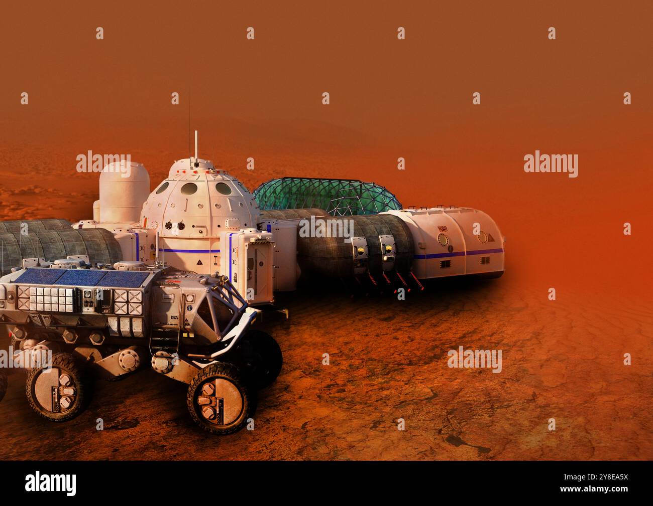 Illustration of a rover at a base on Mars Stock Photo - Alamy