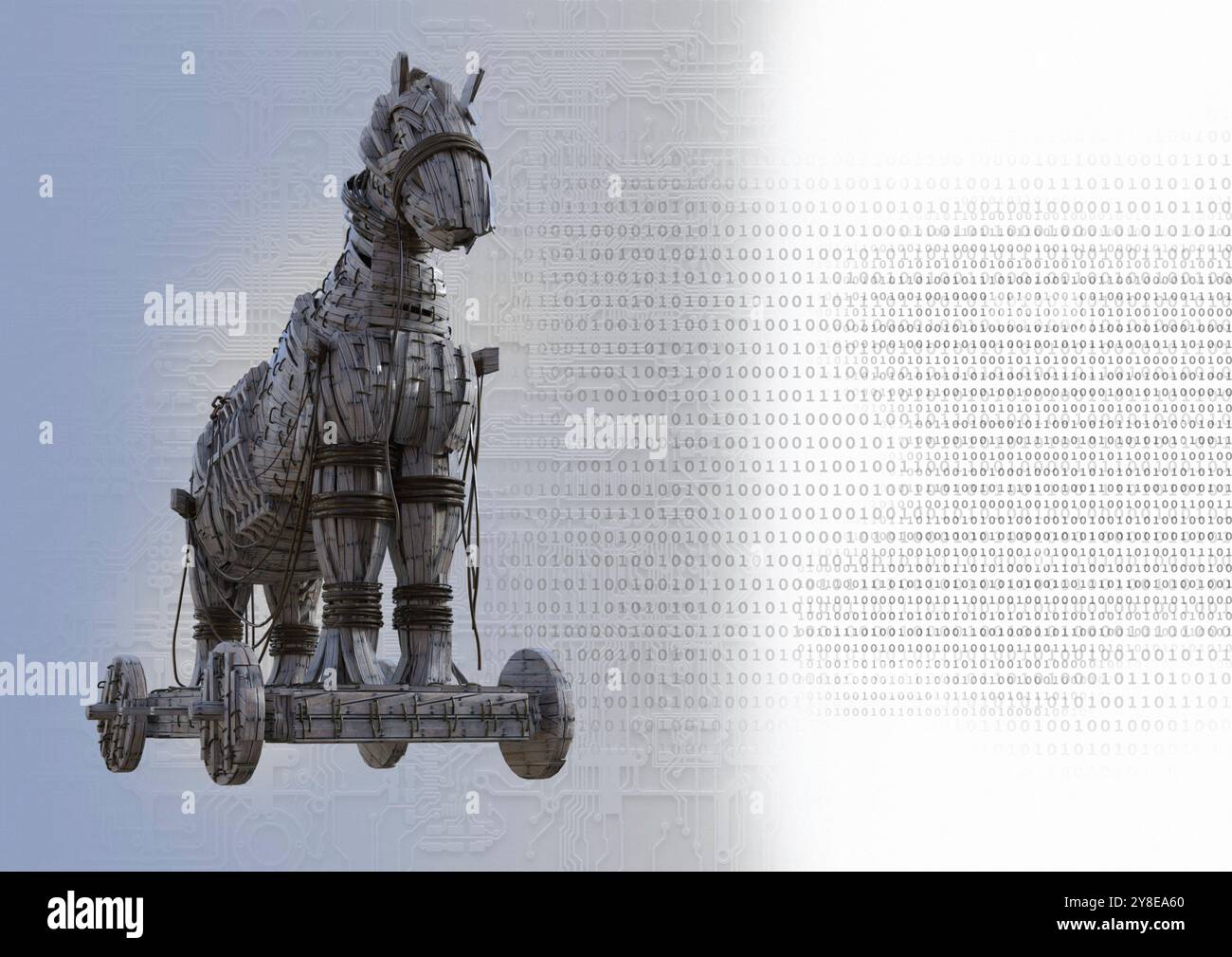 Conceptual illustration of a Trojan horse computer virus. A Trojan is a ...