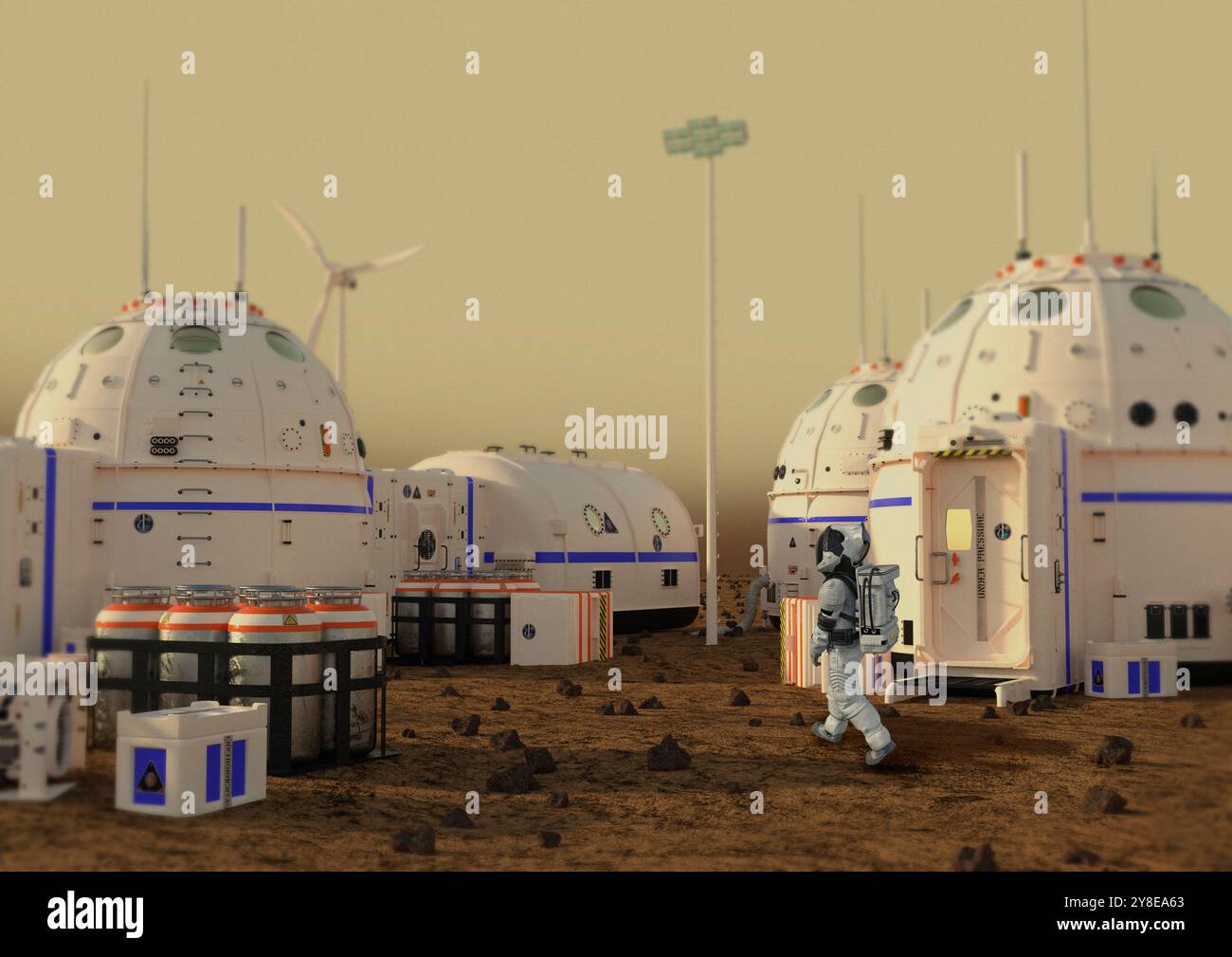 Illustration of a research base on Mars Stock Photo - Alamy