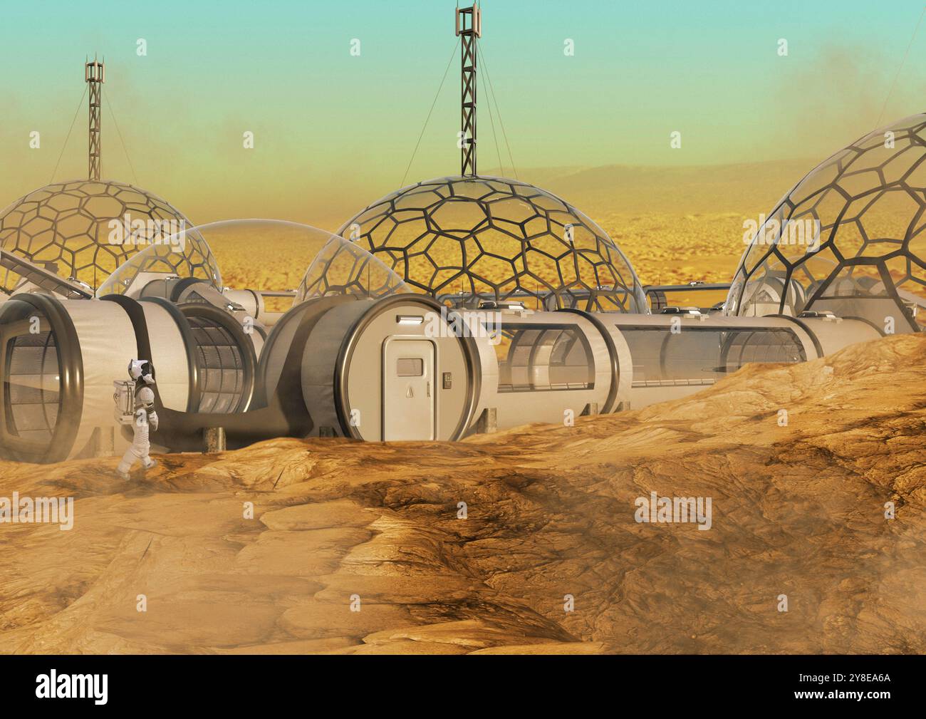 Illustration of a research base on Mars Stock Photo - Alamy