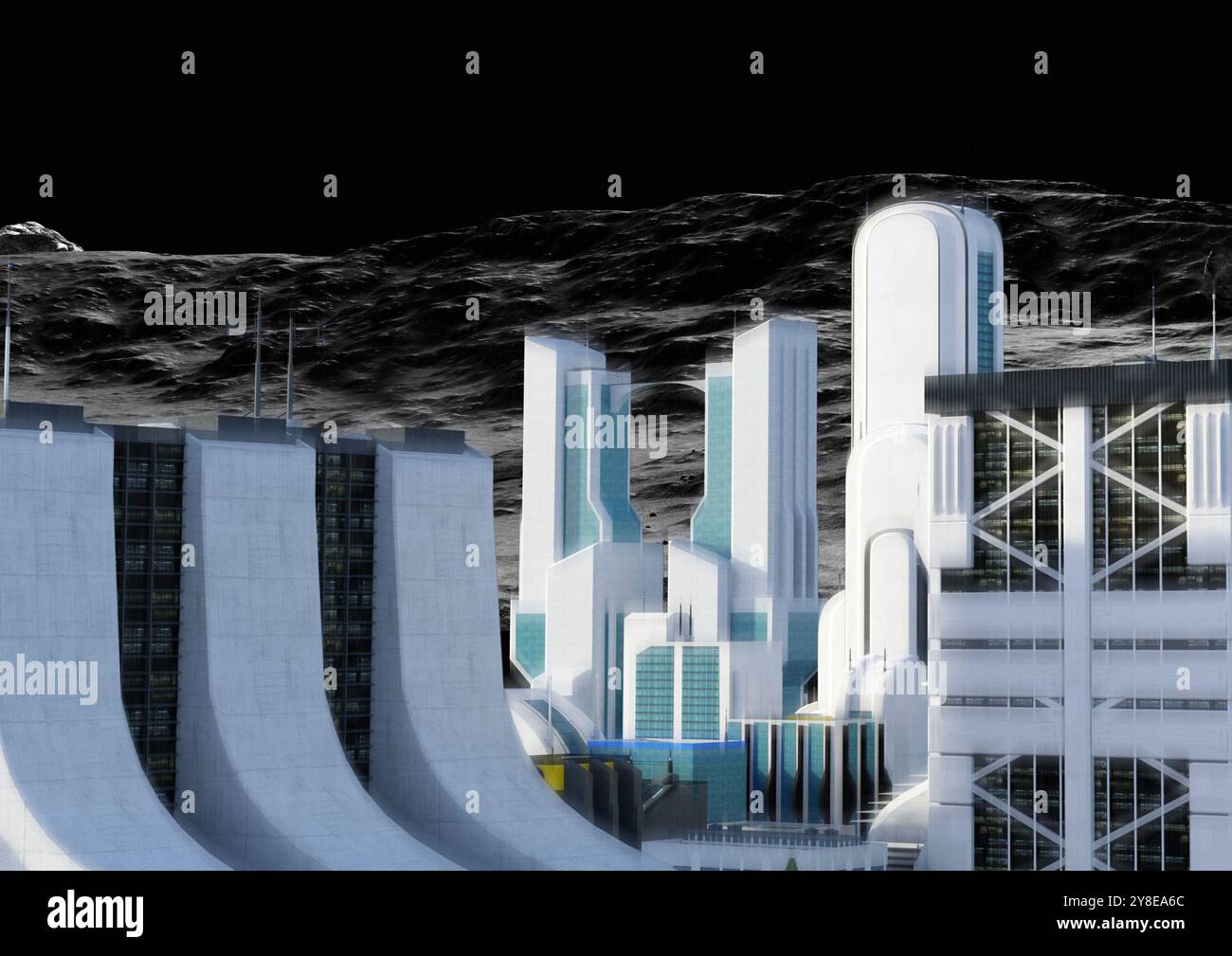 Illustration of a hotel complex on the Moon Stock Photo - Alamy