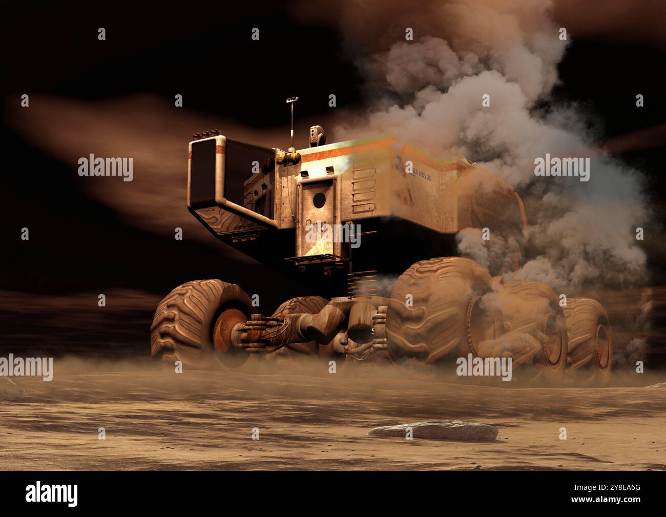 Illustration of an industrial digger on Mars Stock Photo - Alamy
