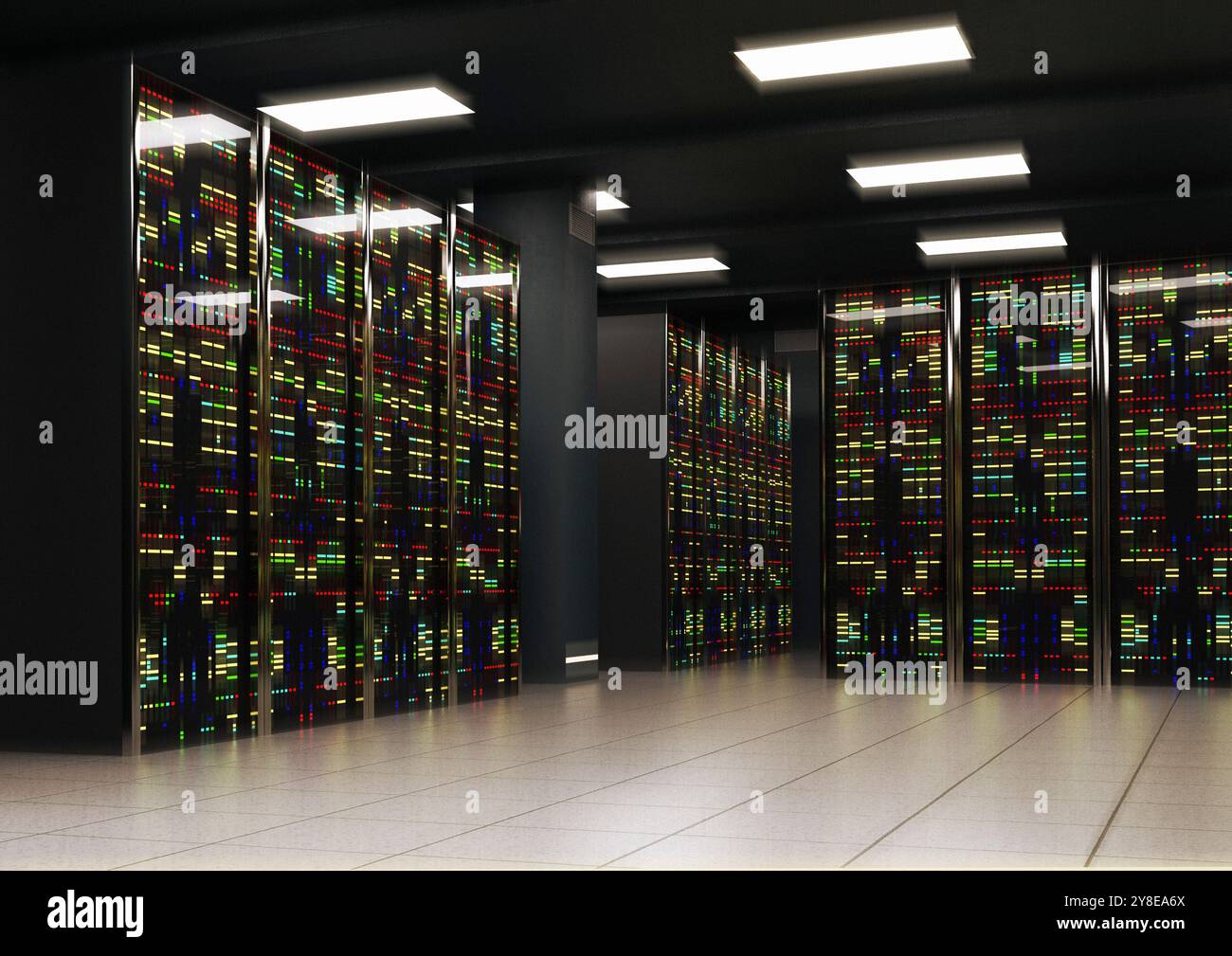 Illustration of a computer server room Stock Photo - Alamy