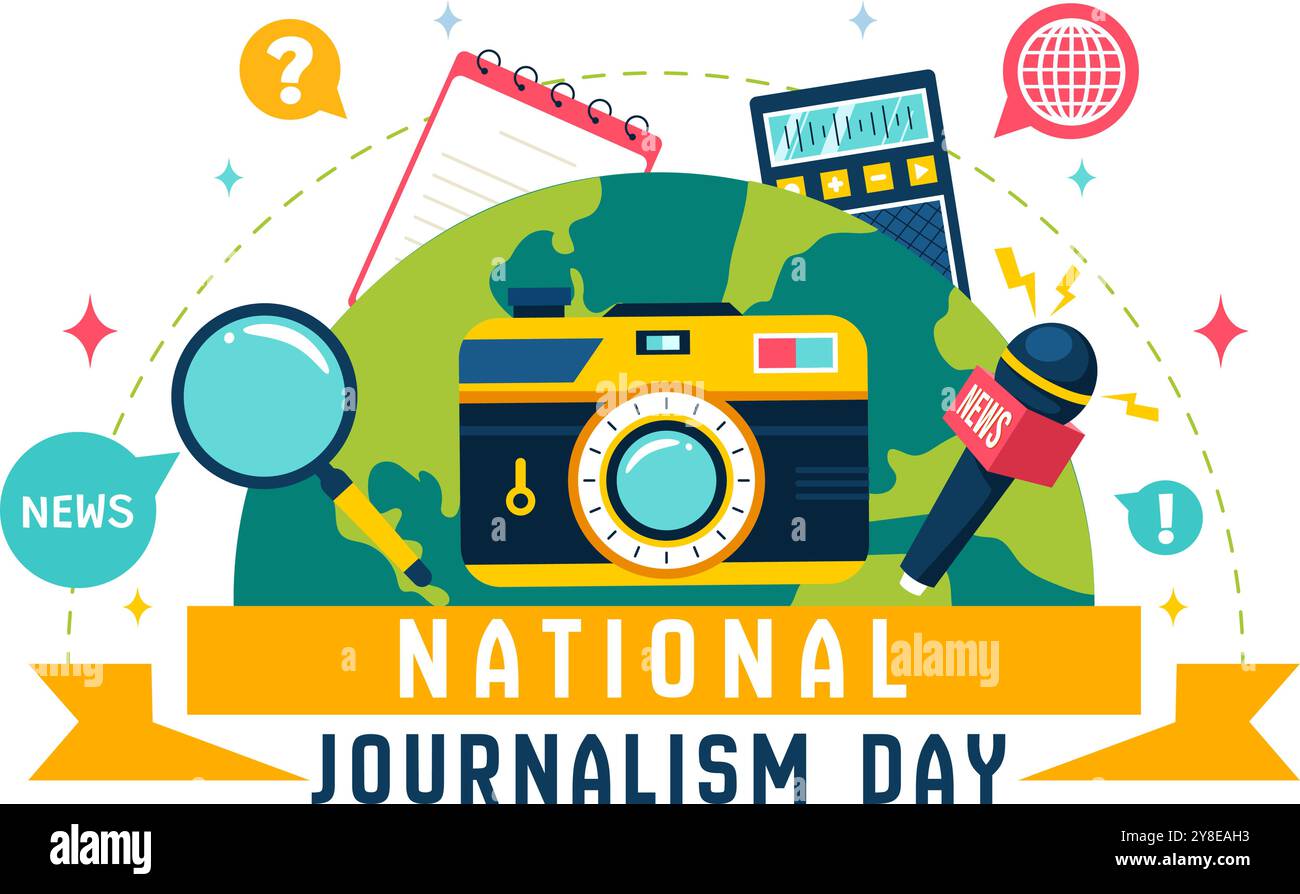 National Journalism Day Vector Illustration Recognizing and ...