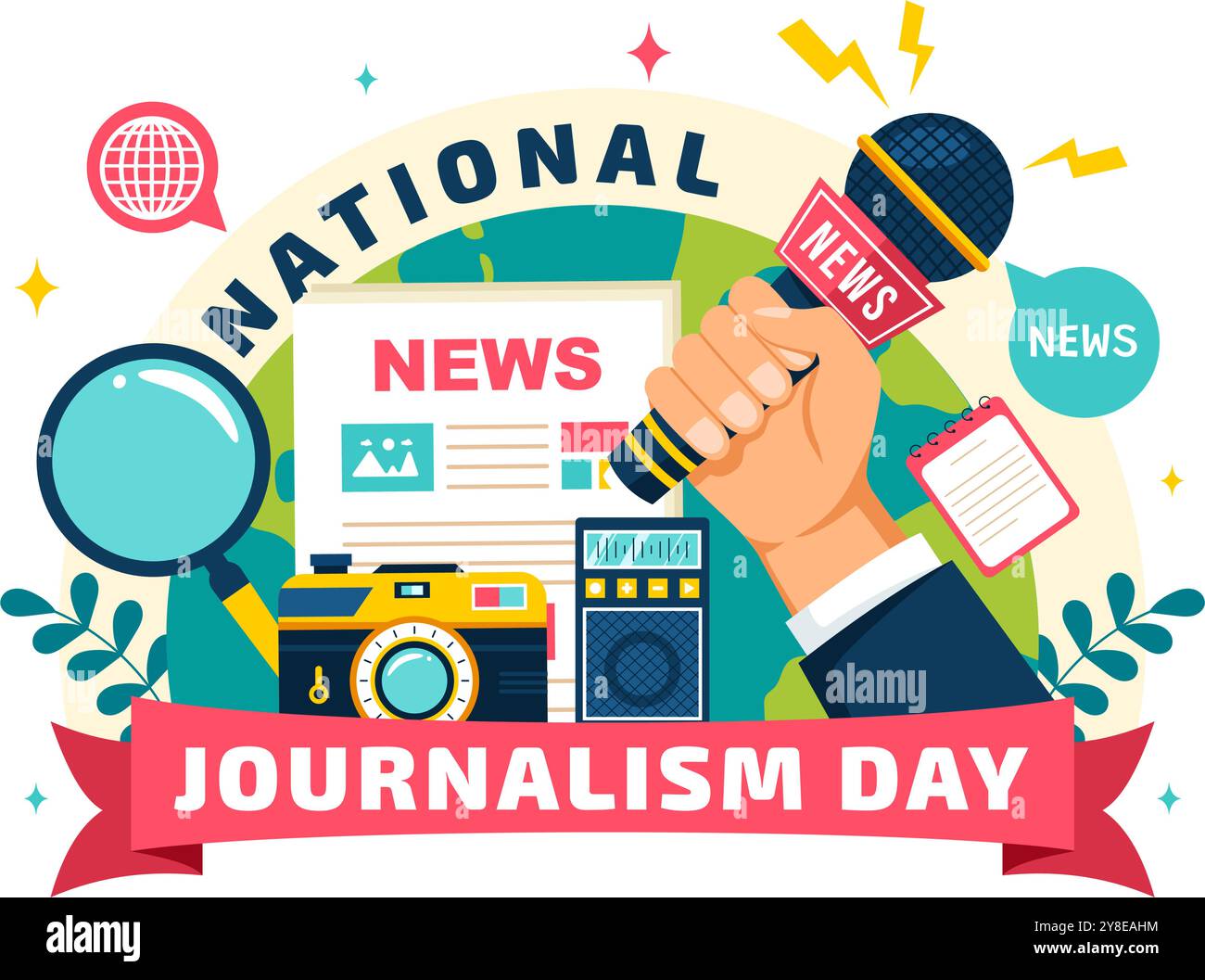 National Journalism Day Vector Illustration Recognizing and Appreciating the Tireless Efforts of ...
