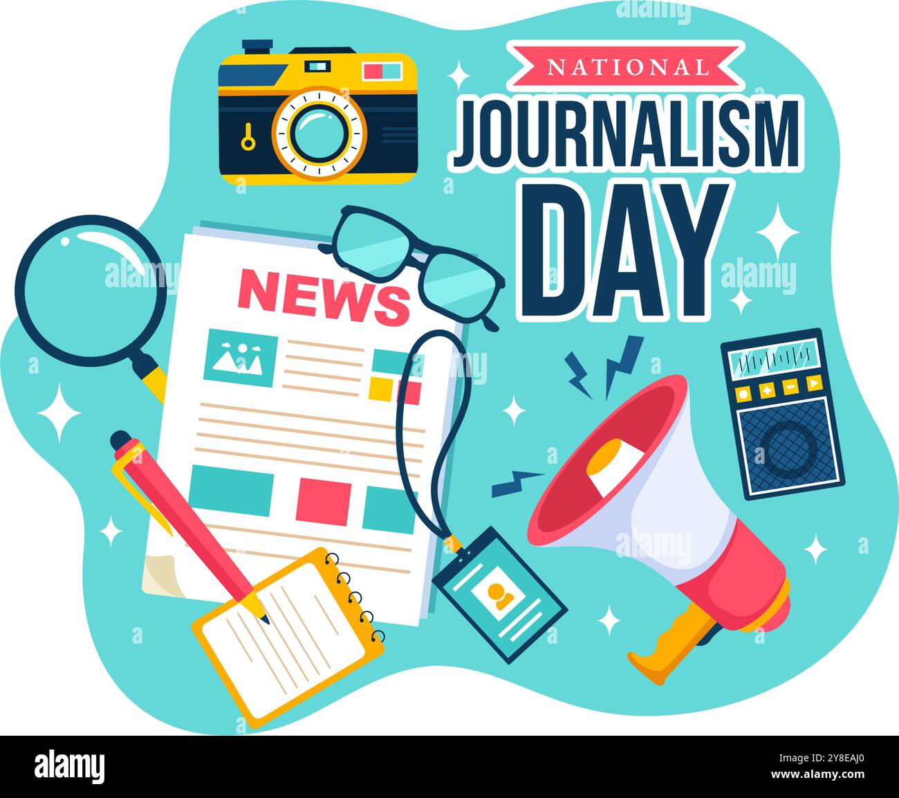 National Journalism Day Vector Illustration Recognizing and ...