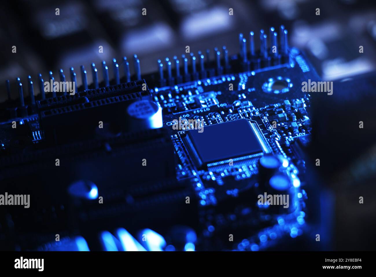 Artificial intelligence chipset in blue hi-res stock photography and ...