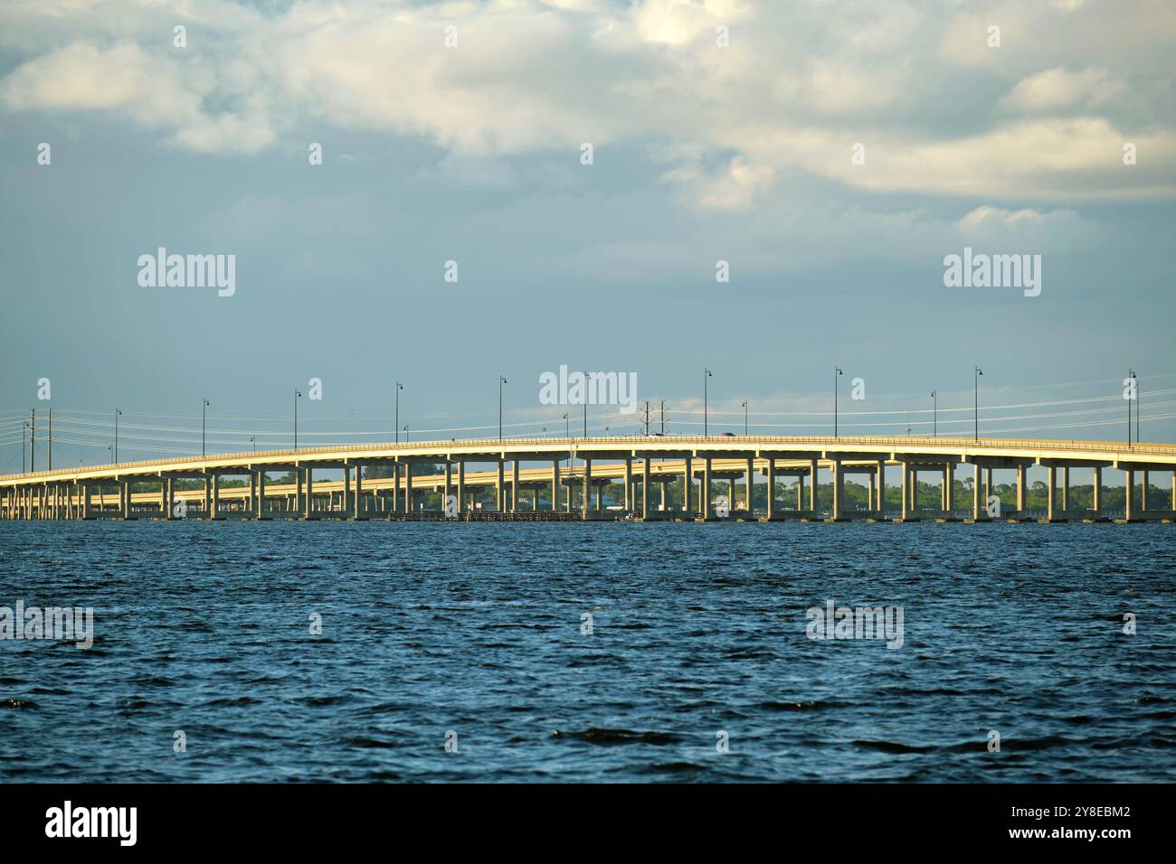 Barron Collier Bridge and Gilchrist Bridge in Florida with moving ...
