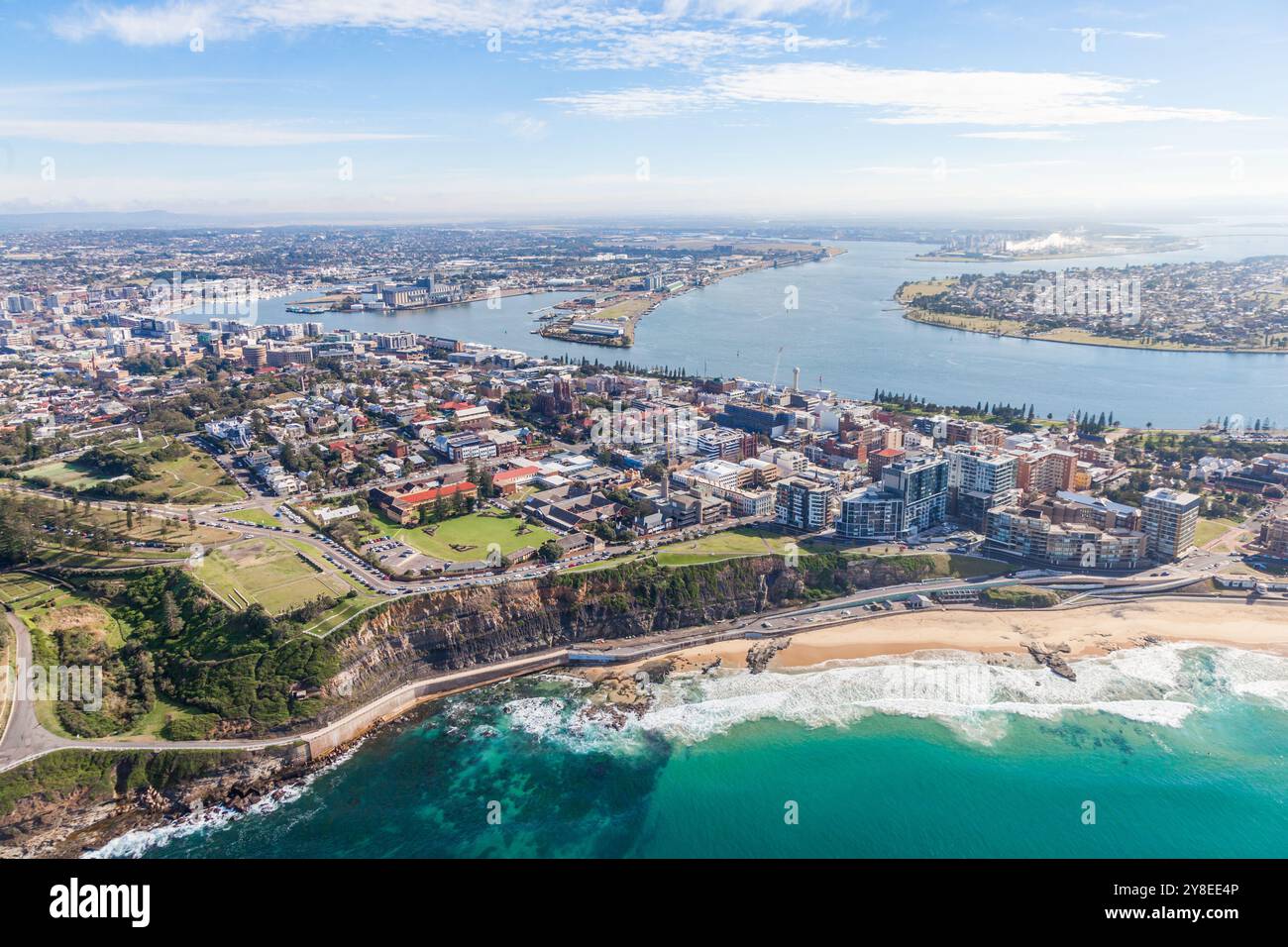 Aerial view of Newcastle CBD area and the Hunter River. Newcastle is Australia's second oldest ...